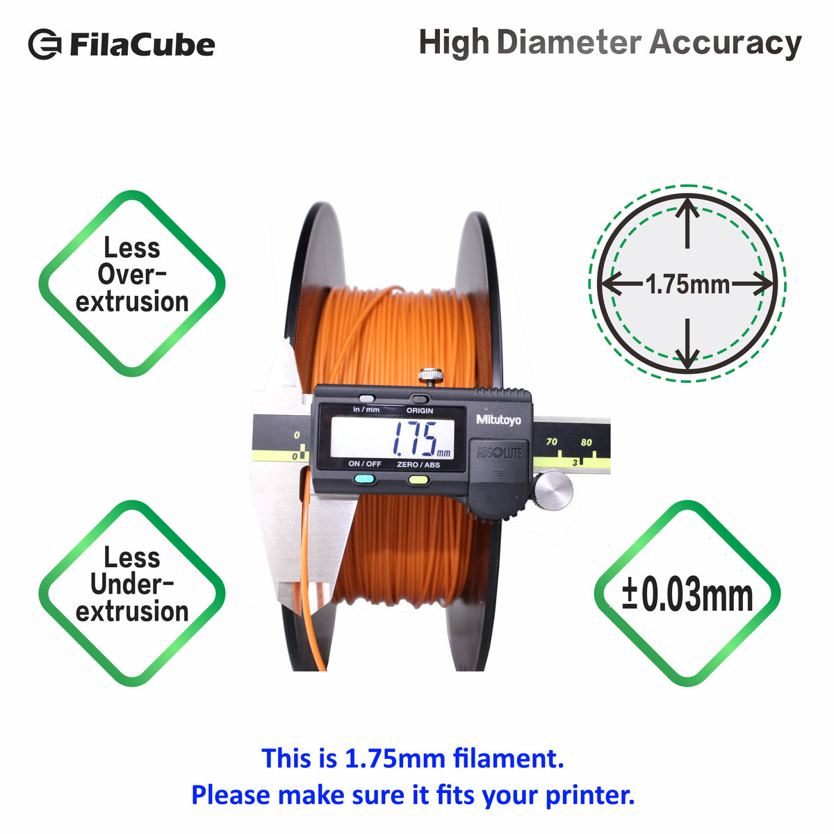 Burnt Orange (PMS 159C , Longhorn Orange) 1.75mm 1KG FilaCube 3D Print