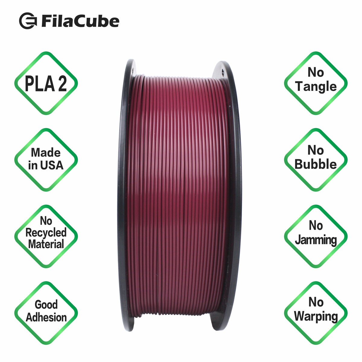 Maroon (Reddish Purple or Dark Brownish red) 1.75mm 1KG FilaCube 3D Pr