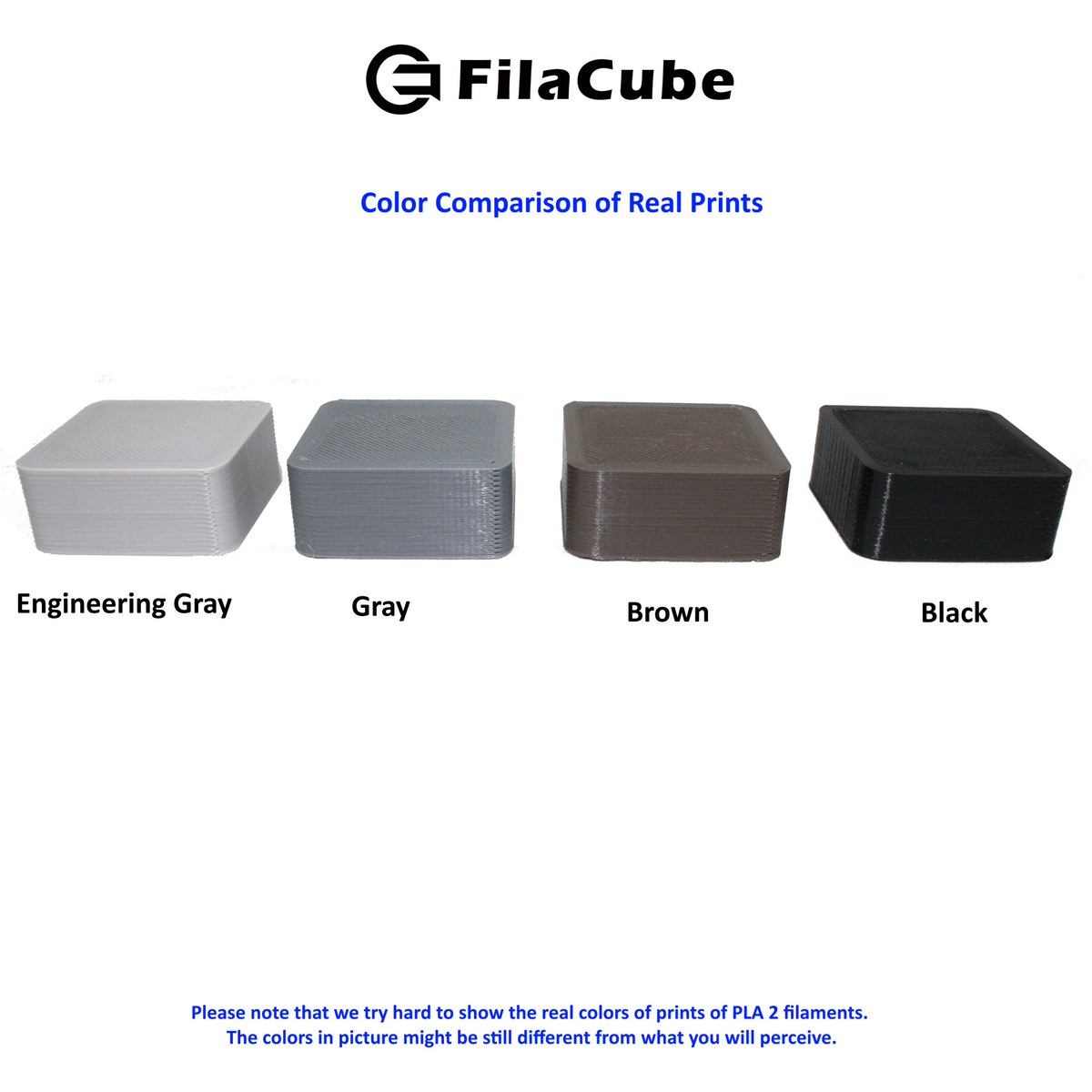 1.75mm 2KG-spool Engineering Gray (light grey) FilaCube 3D Printer PLA