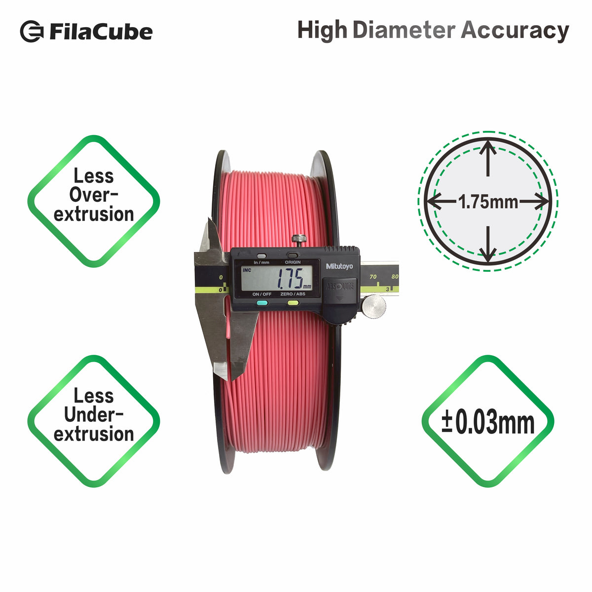 Hot Pink (PANTONE 17-1937) 1.75mm 1KG FilaCube 3D Printer PLA 2 filame
